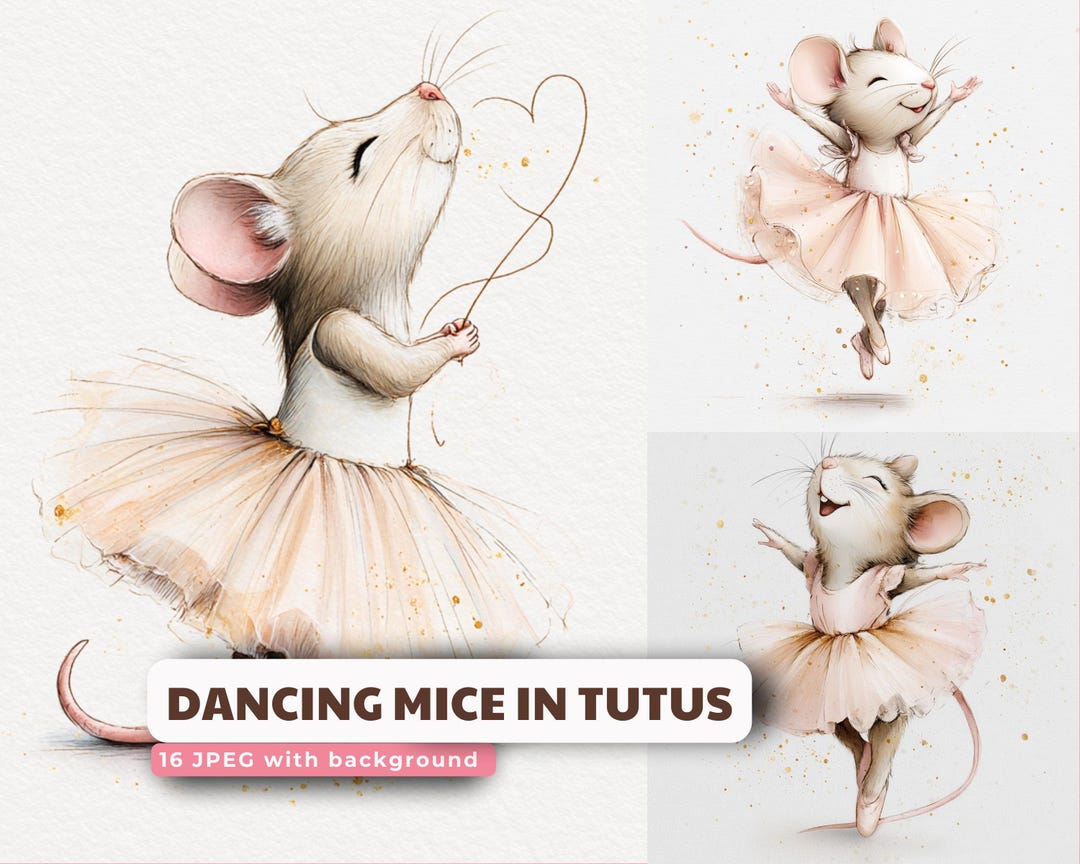 Ballet Mouse Illustrations: Pink Tutus, Nursery Decor (digital Download ...