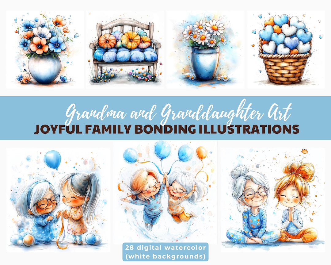 Whimsical Watercolor Family Illustrations - Heartfelt Grandma and ...