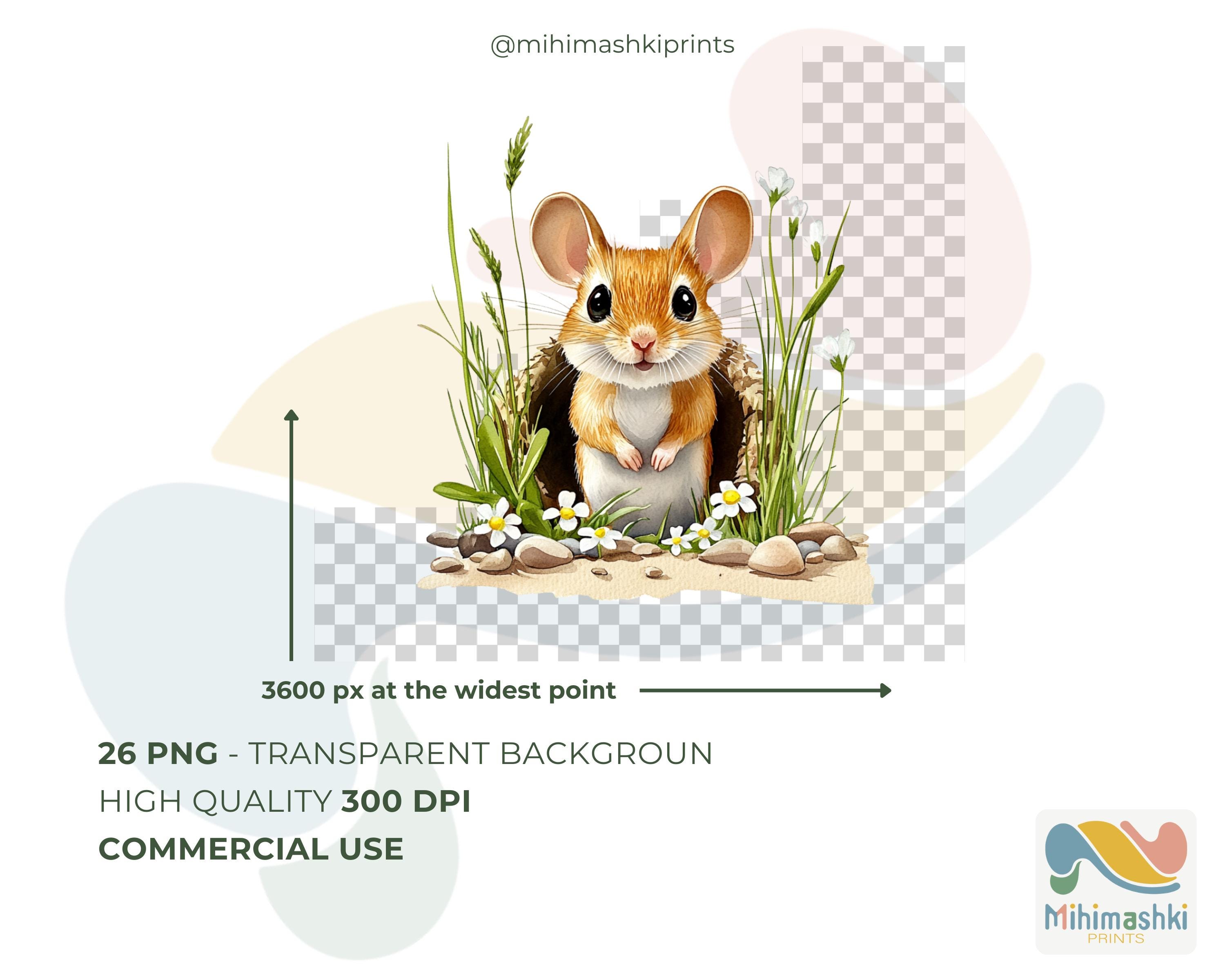 Mouse Hole Clipart Set, Cozy Watercolor Mice, Sublimation PNG, Nature ...