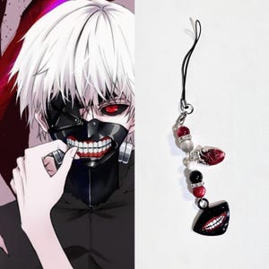 Tokyo Ghoul Kaneki Ken Inspired Phone Chain | Anime Beaded Strap ...