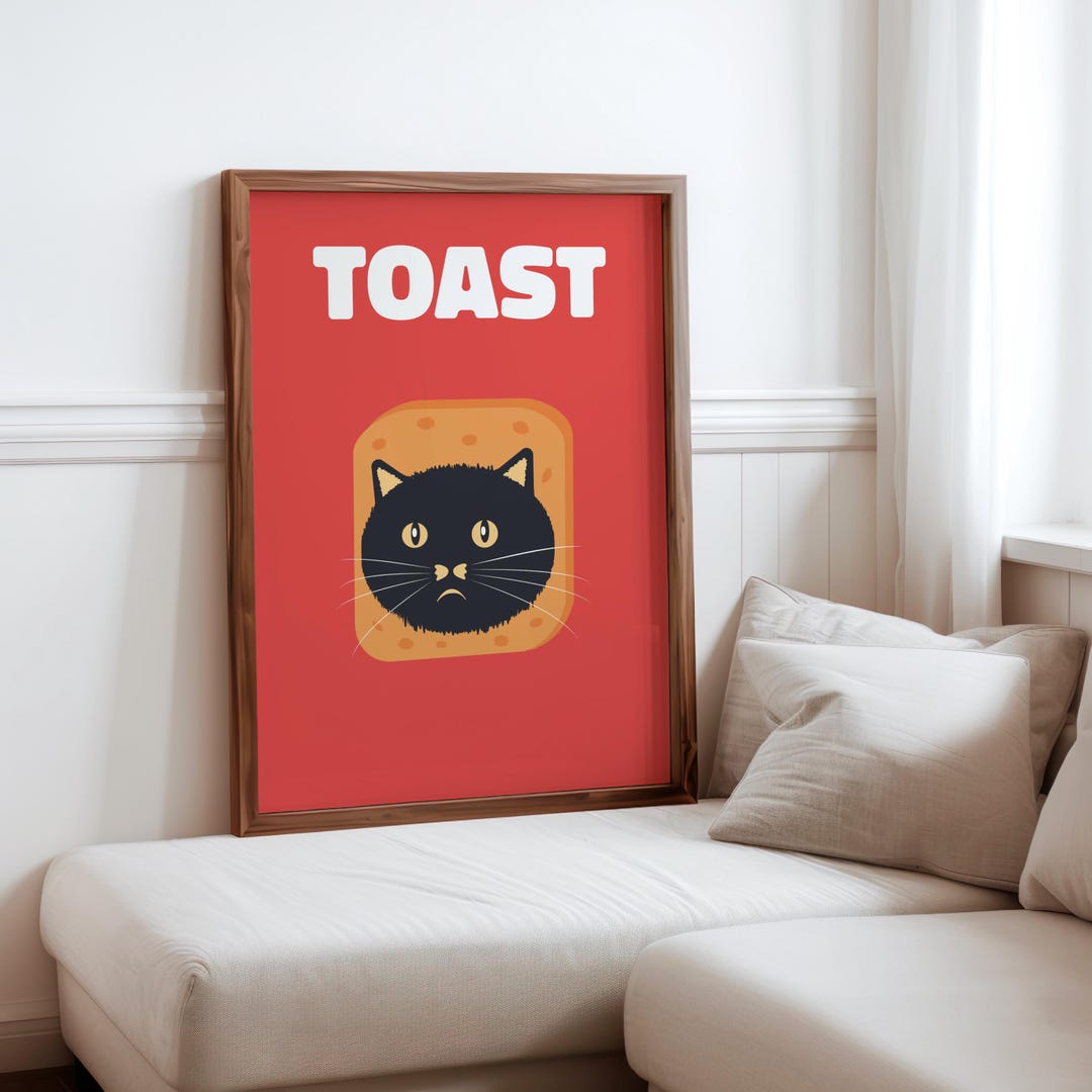 Black Cat Decor Toast Funny Cat Poster Cute Kitten Cat Lover Gift Wall ...
