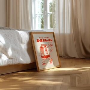 Retro Milk Poster Wall Art Retro Kitchen Wall Decor Kitchen Art Digital ...