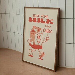 Retro Milk Poster Wall Art Retro Kitchen Wall Decor Kitchen Art Digital ...