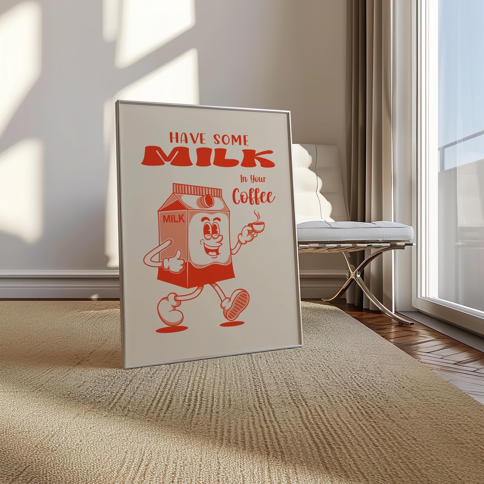 Retro Milk Poster Wall Art Retro Kitchen Wall Decor Kitchen Art Digital ...