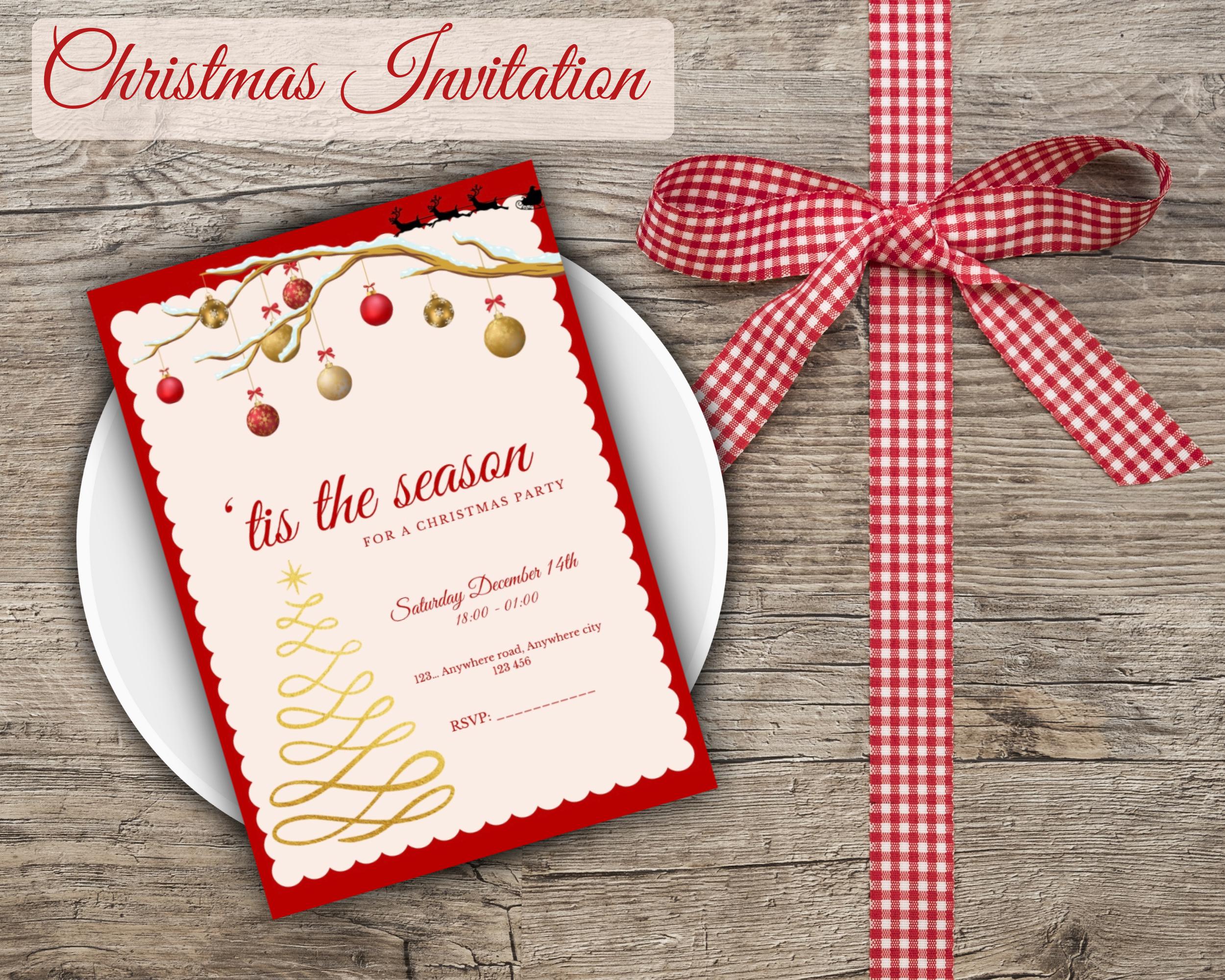 Printable Christmas Party Invitation – Festive Holiday Gathering Invite ...