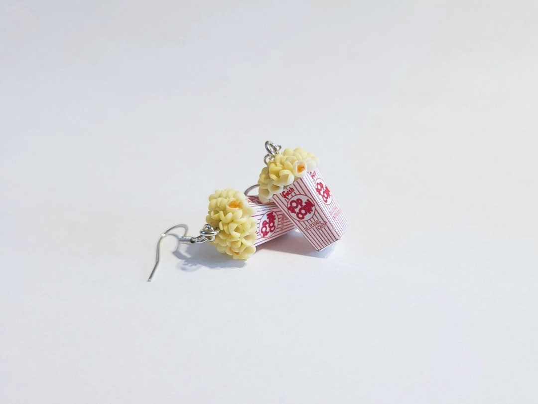 Popcorn Earrings-realistic Miniature Fake Food Earrings, Movie Theatre ...