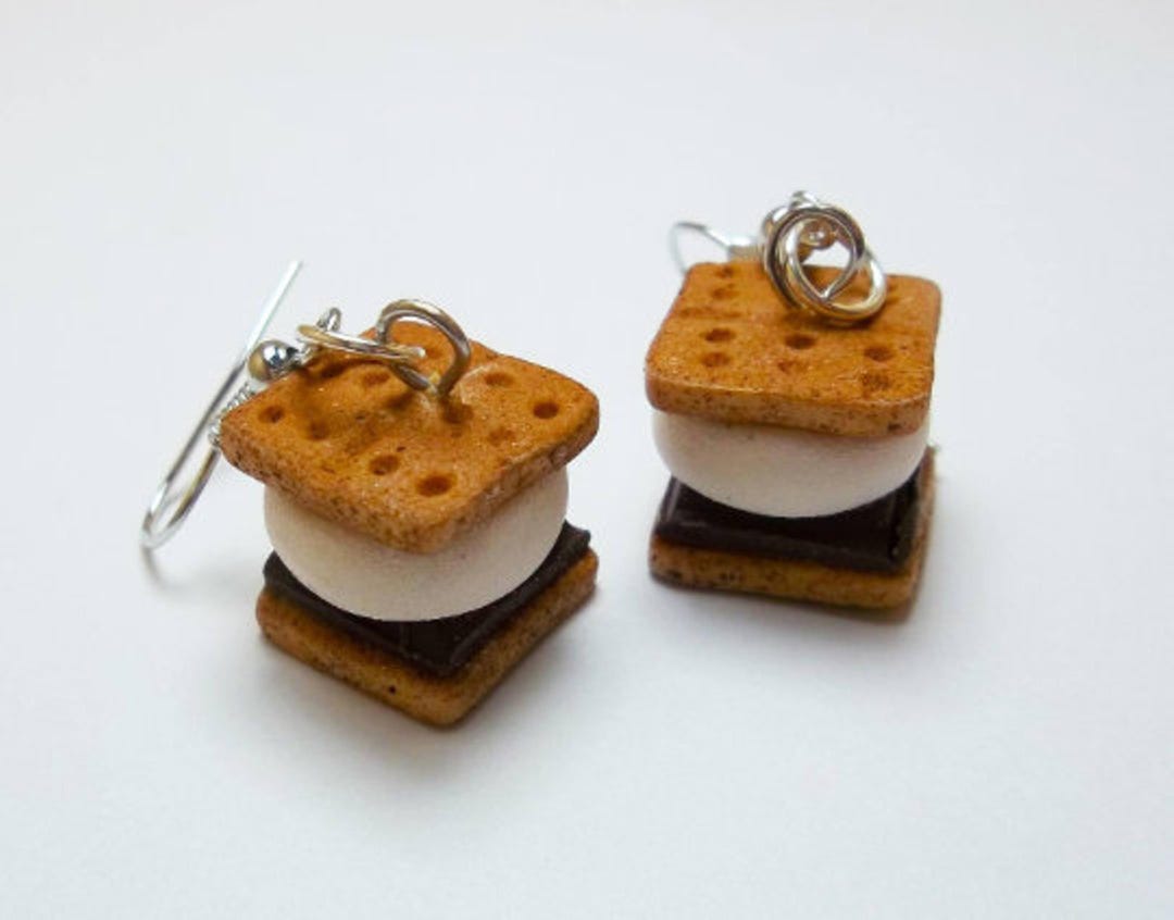 Smore Earrings-realistic Polymer Clay Fake Food Jewelry - Etsy