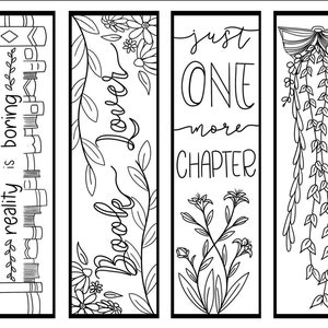 Floral Book Lovers Coloring Bookmarks - Etsy