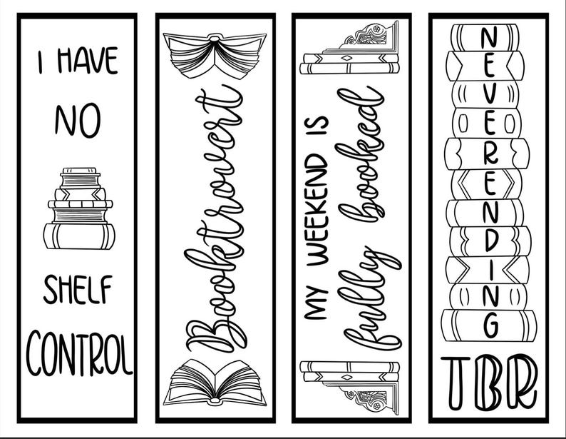 Book Lovers Coloring Bookmarks - Etsy