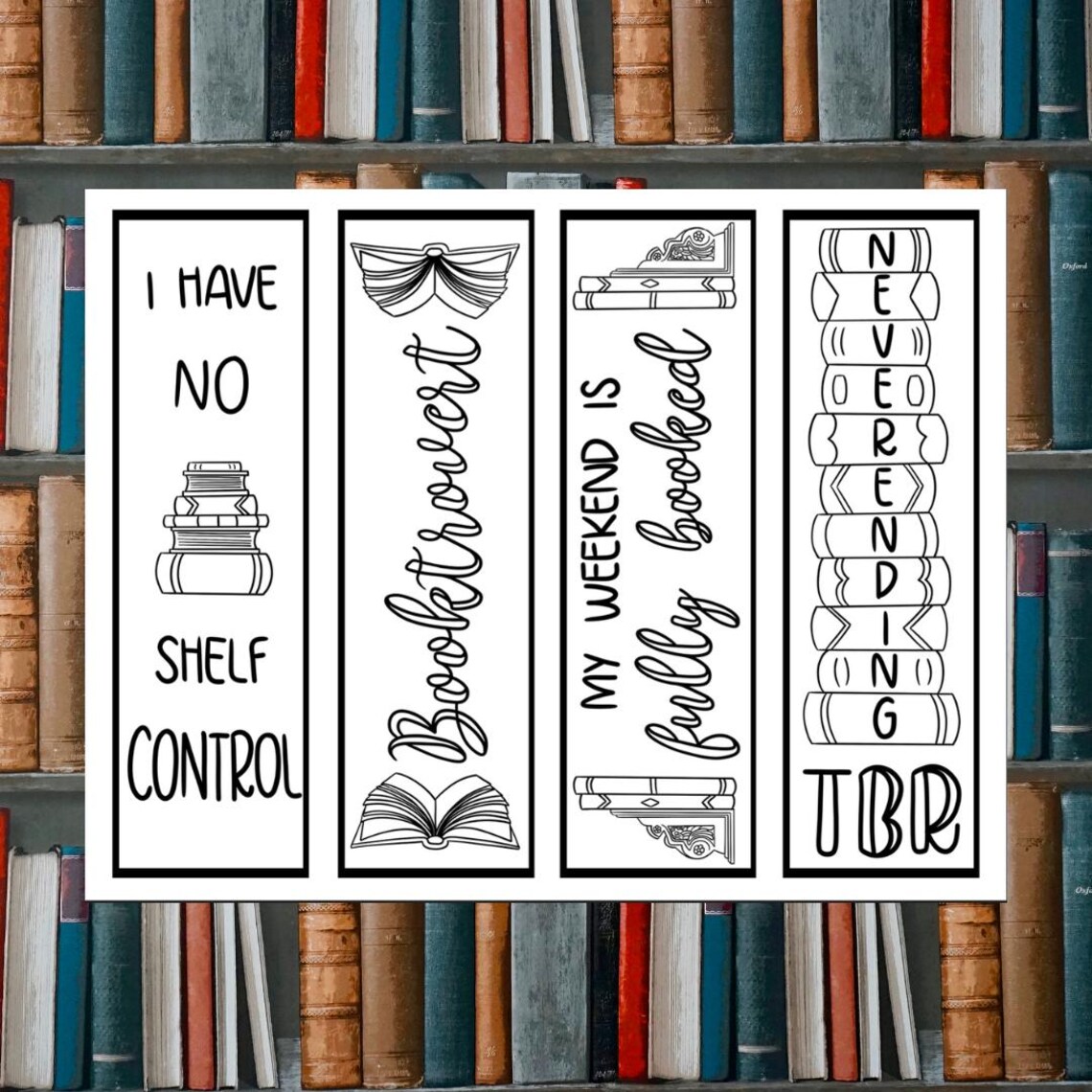 Book Lovers Coloring Bookmarks - Etsy