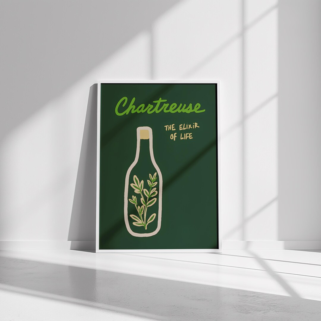 Chartreuse High Quality Wall Art Poster Retro Trendy Physical Cocktail ...