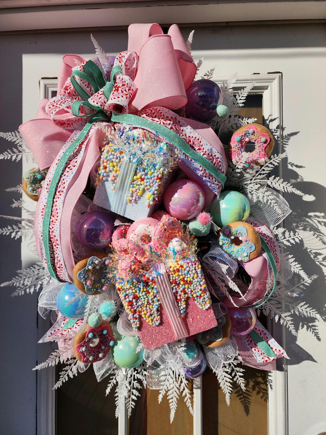 Christmas Pink Wreath, Gift Wreath. Sweets Wreath, Candyland. One of a ...