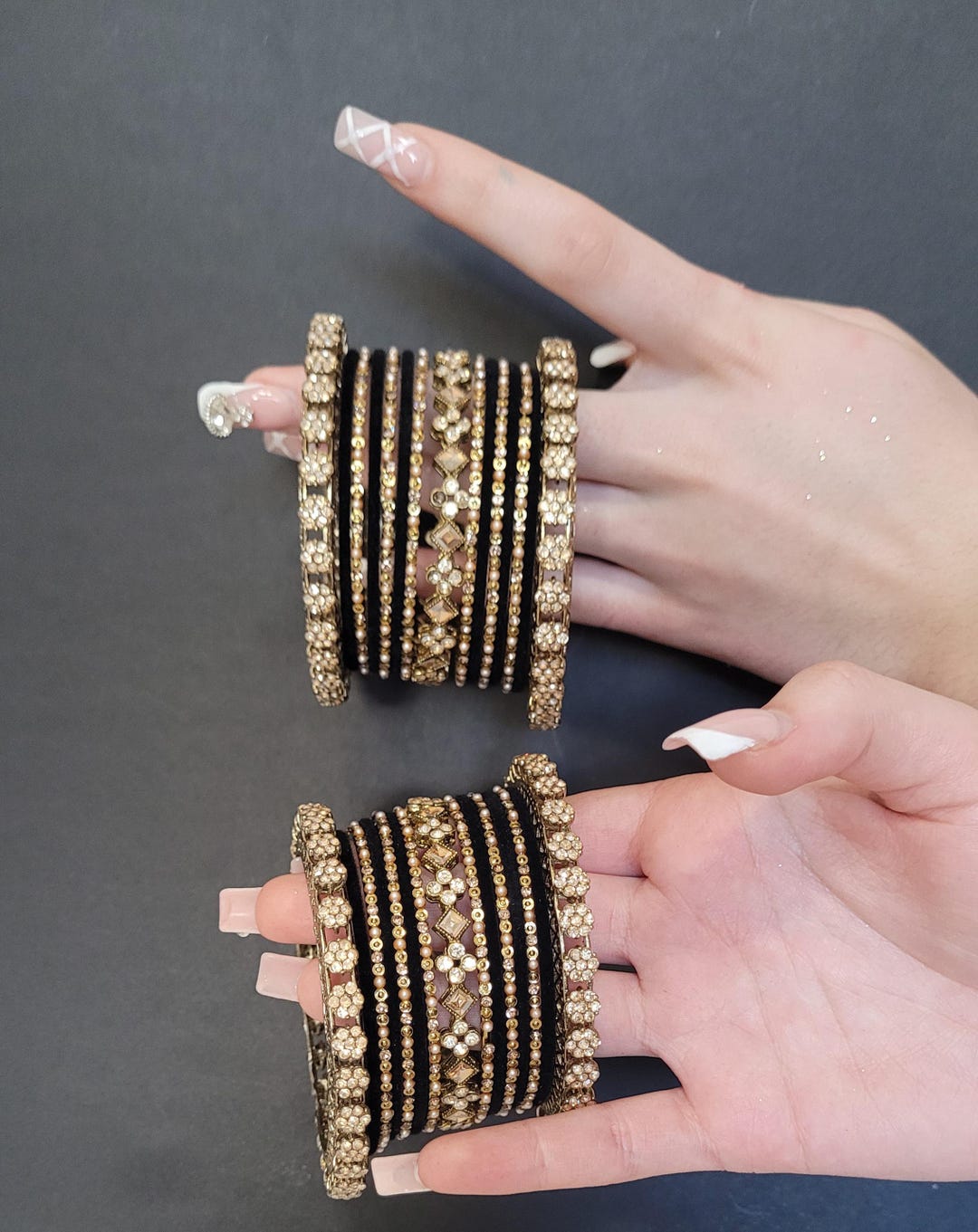 Antique Gold Stone Indian Bangles- Kadas- Indian Wedding Bangles-bridal Bangles- South Indian ...