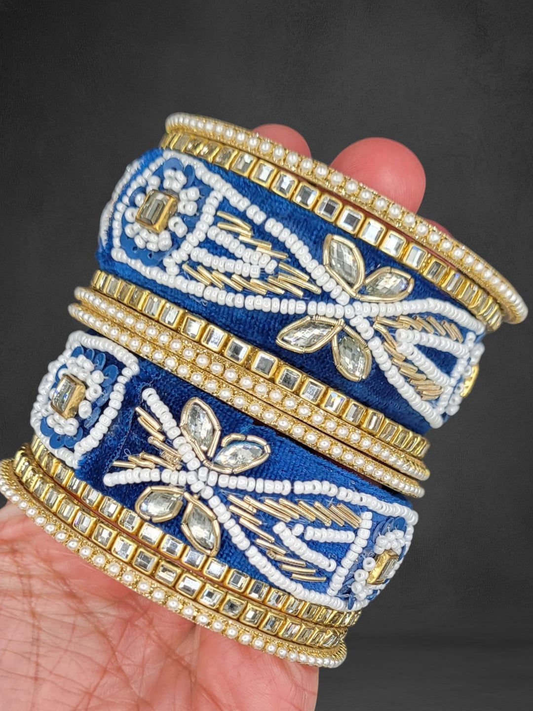 Punjabi Churi, Indian Kadas-mirror Bangles Set- Wedding Bangles ...