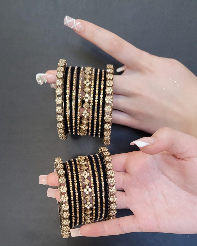 Antique Gold Stone Indian Bangles- Kadas- Indian Wedding Bangles-bridal ...