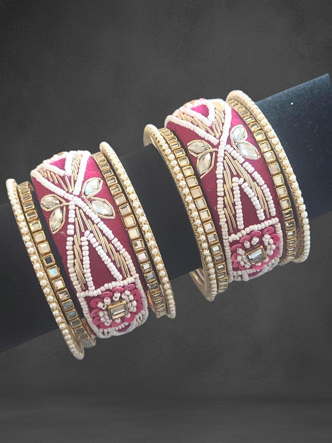 Morni Punjabi Churi-indian Kade-mirror Bangles Set Multicolored Jhumki ...