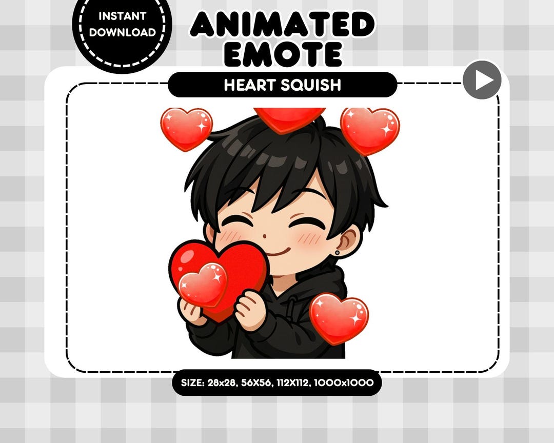 Animated Heart Squish Emote: Black Hoodie Guy Twitch Stream, Animated ...