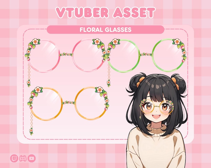 Vtuber Floral Flower Glasses Asset, 3 Colors, Accessory for Live2d ...