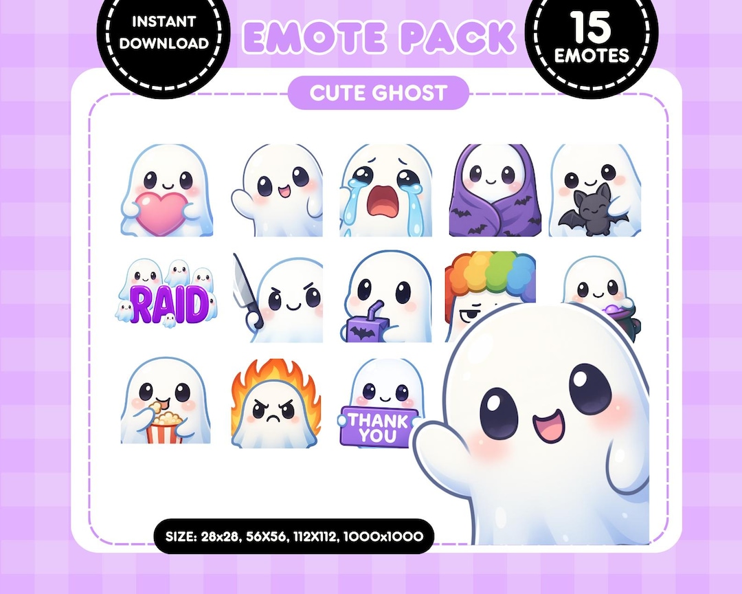 Cute Chibi Ghost Twitch Emotes | Spooky Stream Pack (digital Download ...