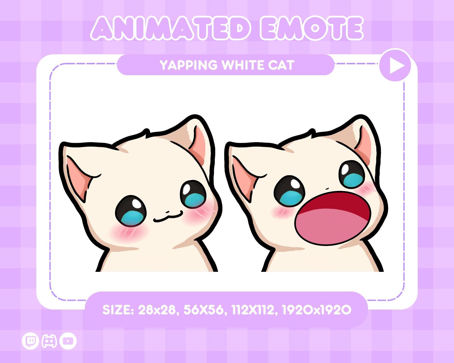 Animated Yapping White Cat Emote for Twitch, Meme Emote, Cute Talking ...