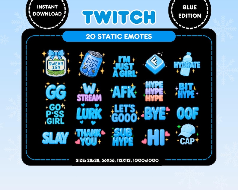 Blue Meme Twitch Emotes: Word Animated & Static Streamer Emote Set ...
