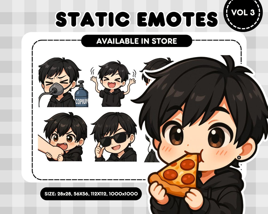 Animated Lurk Emote: Black Hair Hoodie Guy Twitch Emote - Etsy