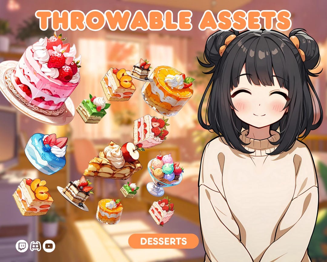 Vtuber Throwable Cake Assets: Interactive Stream Props (PNG Digital ...