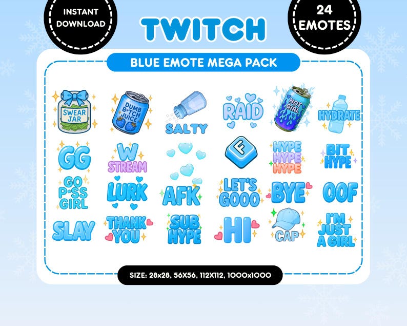 Blue Meme Twitch Emotes: Word Animated & Static Streamer Emote Set ...
