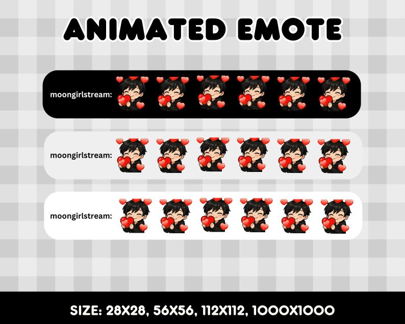 Animated Heart Squish Emote: Black Hoodie Guy Twitch Stream, Animated ...