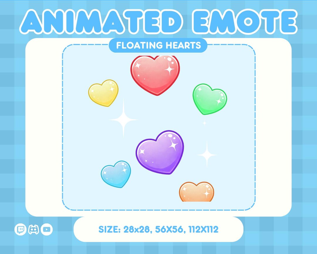 Rainbow Hearts Animated Love Emote With Sparkles | GIF Twitch Emote ...