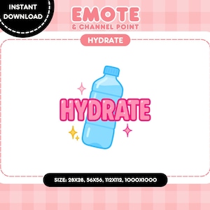 Pink Hydrate Twitch Emote: Water Bottle Drink Meme, Girly Hydrate Emote ...