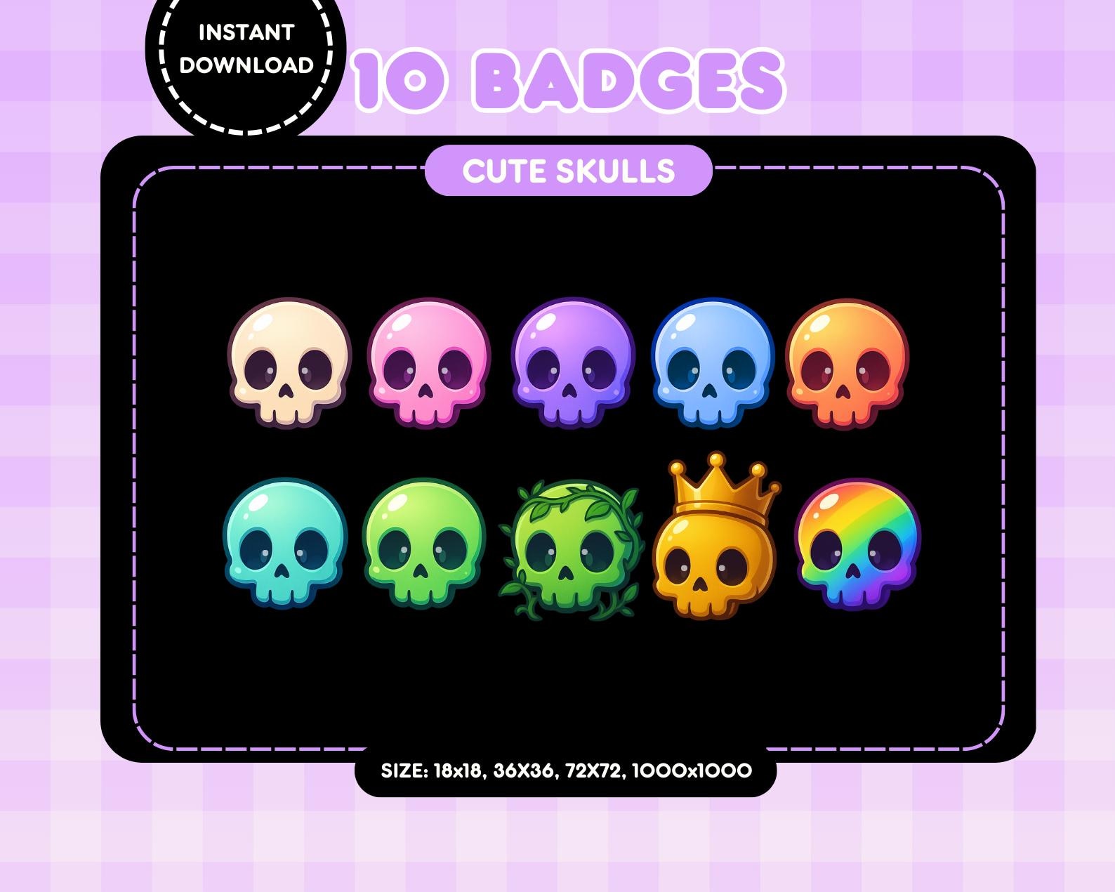 Cute Skull Twitch Sub Badges | Horror Spooky Bit Badges - Etsy