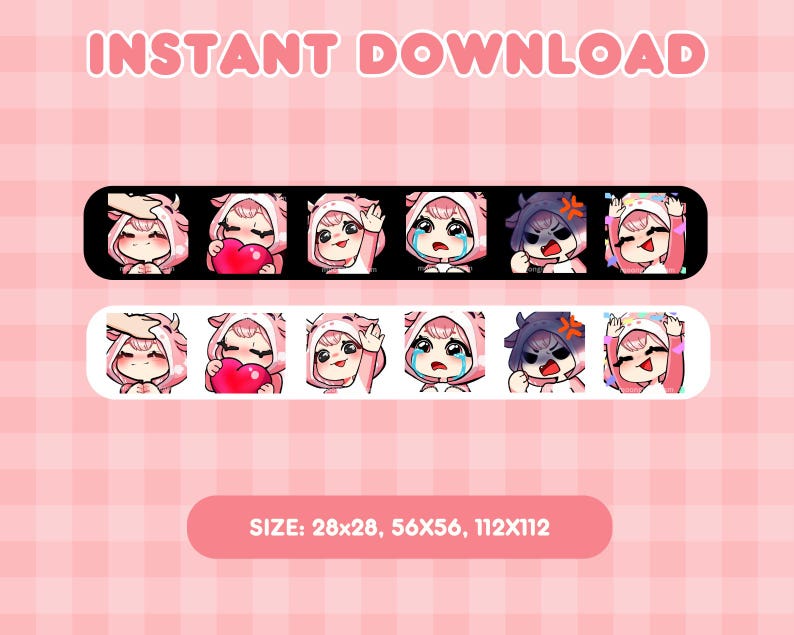 Kawaii Cow Hoodie Girl Emotes: Chibi Twitch Streamer Set (digital ...