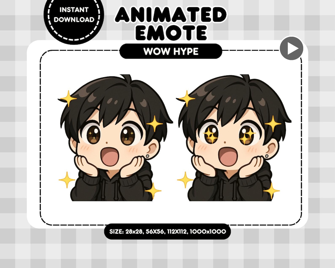 Animated Wow Emote | Hype Emote | Black Hoodie Guy Twitch Emote ...