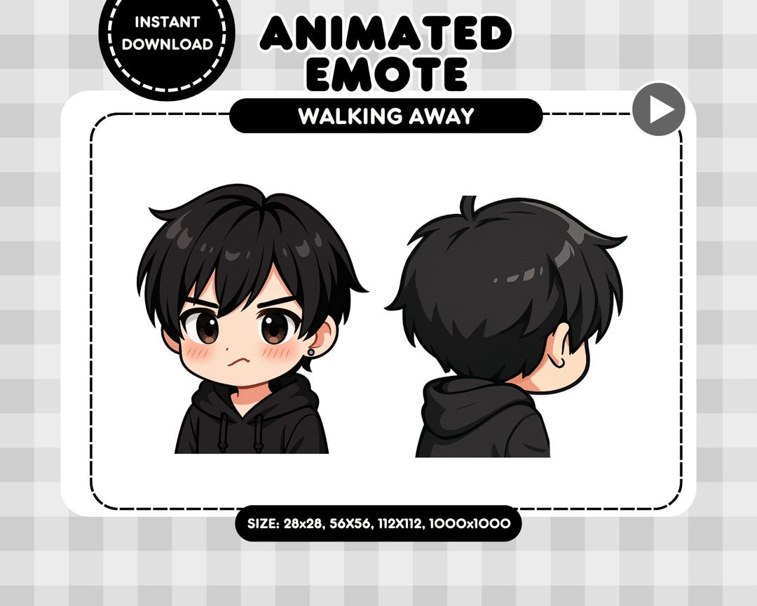 Animated Walking Away Emote: Black Hoodie Guy Twitch Stream (instant ...