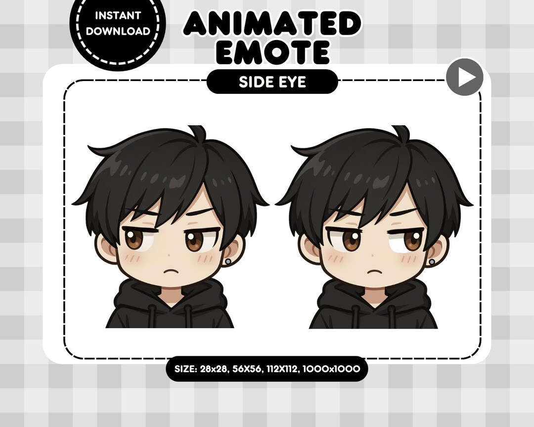 Animated Side Eye Emote: Sassy Black Hoodie Guy, Meme Emote (instant ...