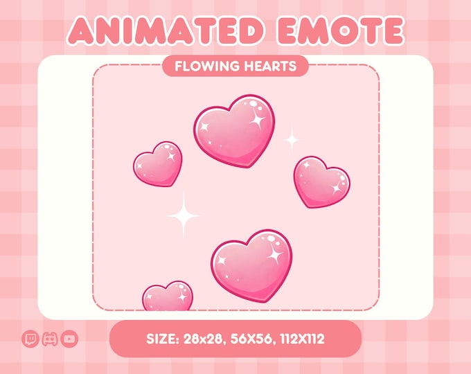 Animated Floating Hearts Twitch Emote: Pink Love Emote - Etsy