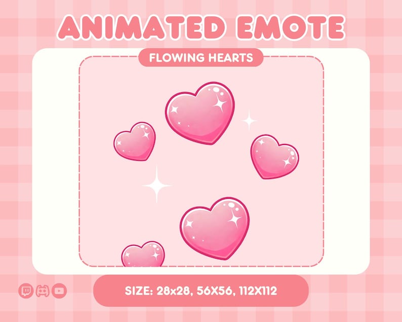 Hearts Animated Love Emote With Sparkles | Pink GIF Twitch Emote ...