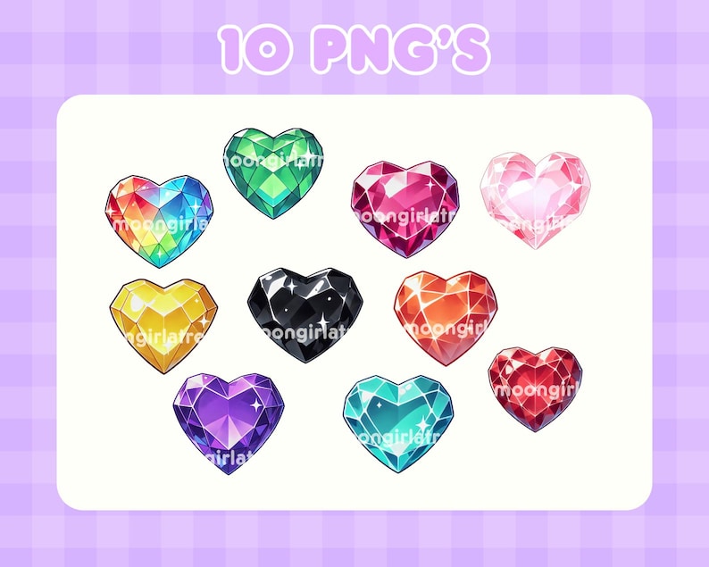 Vtuber Throwable Crystal Heart Assets: Interactive Stream Props (PNG ...