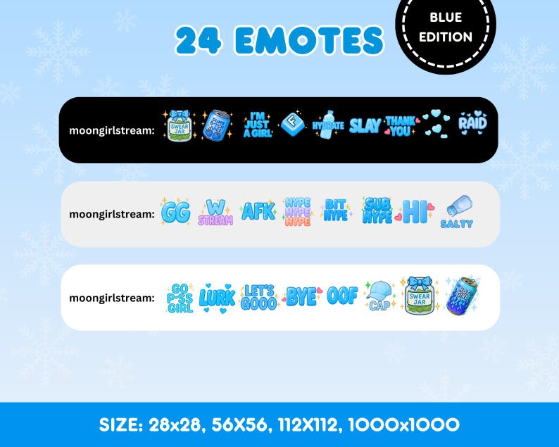 Blue Meme Twitch Emotes: Word Animated & Static Streamer Emote Set ...