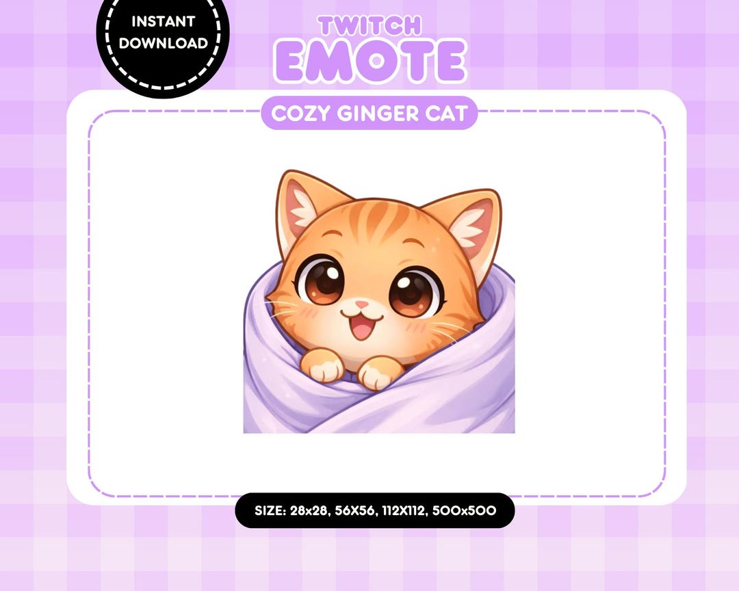 Cozy Ginger Cat Wrapped in Blanket Emote for Twitch | Tabby Channel ...