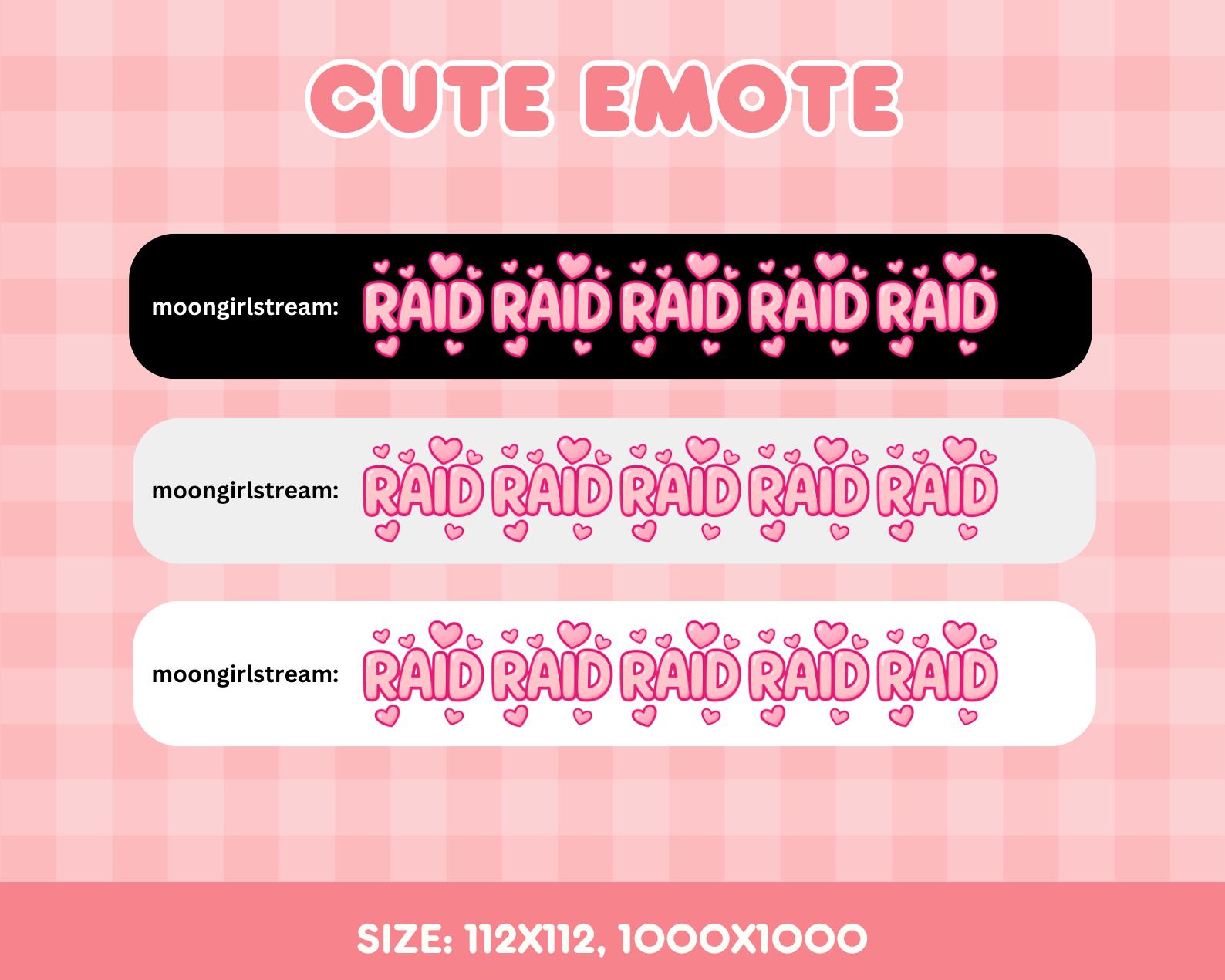 Animated Pink Raid Emote: Kawaii Twitch Streamer Emote, GIF, Word Emote ...