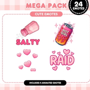 Girly Pink Meme Twitch Emotes: Word Animated & Static Emote Set ...