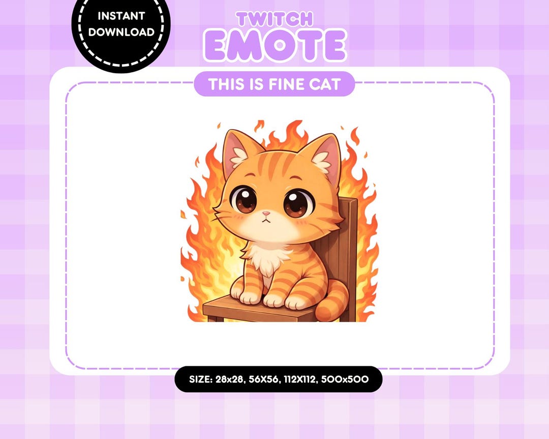 This is Fine Ginger Cat Emote for Twitch | Tabby Channel Point - Etsy