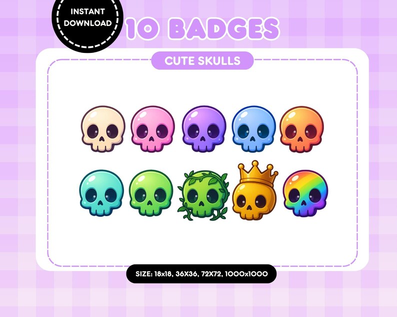 Cute Skull Twitch Sub Badges | Horror Spooky Bit Badges - Etsy