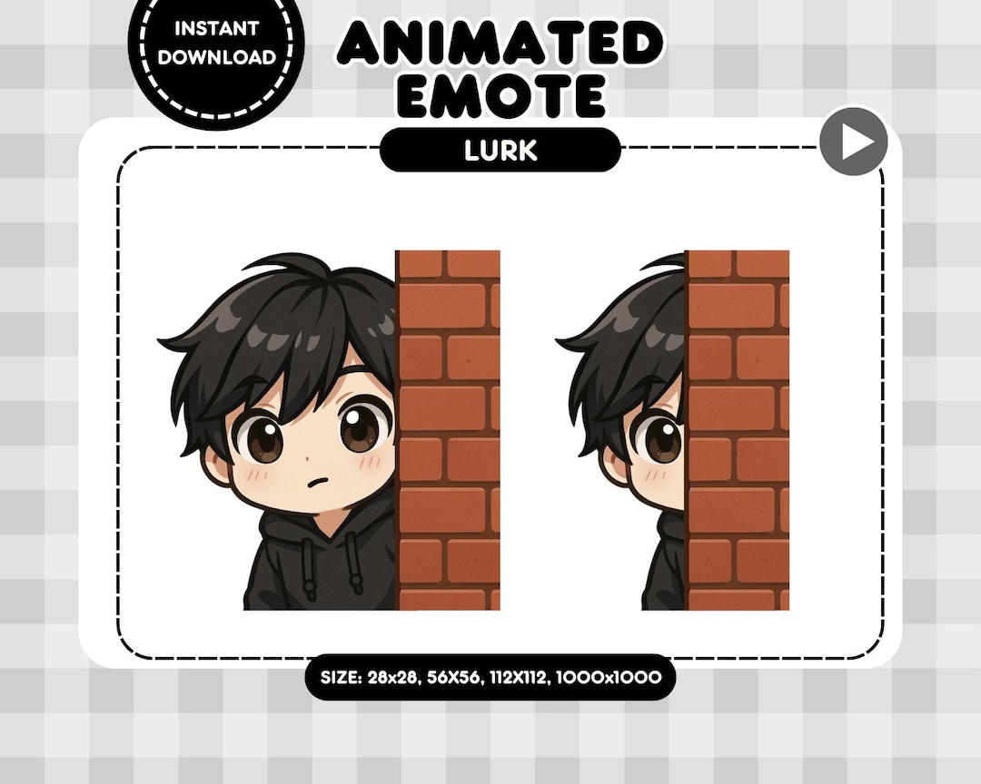 Animated Lurk Emote | Black Hair Hoodie Guy Twitch Emote | Cute PNG GIF ...