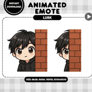 Animated Lurk Emote | Black Hair Hoodie Guy Twitch Emote | Cute PNG GIF ...