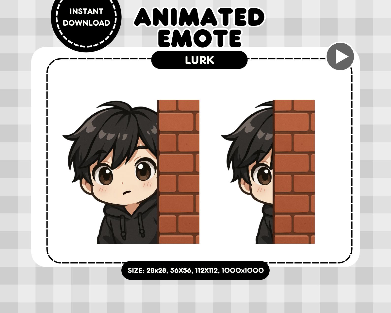 Animated Lurk Emote: Black Hair Hoodie Guy Twitch Emote - Etsy
