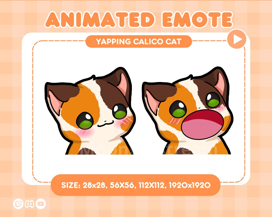 Animated Yapping Calico Cat Emote for Twitch, Cute Talking Cat Stream ...