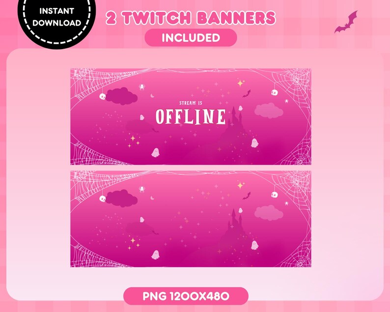 Pink Halloween Animated Stream Screens | Ghost & Skull Overlays (MP4 ...